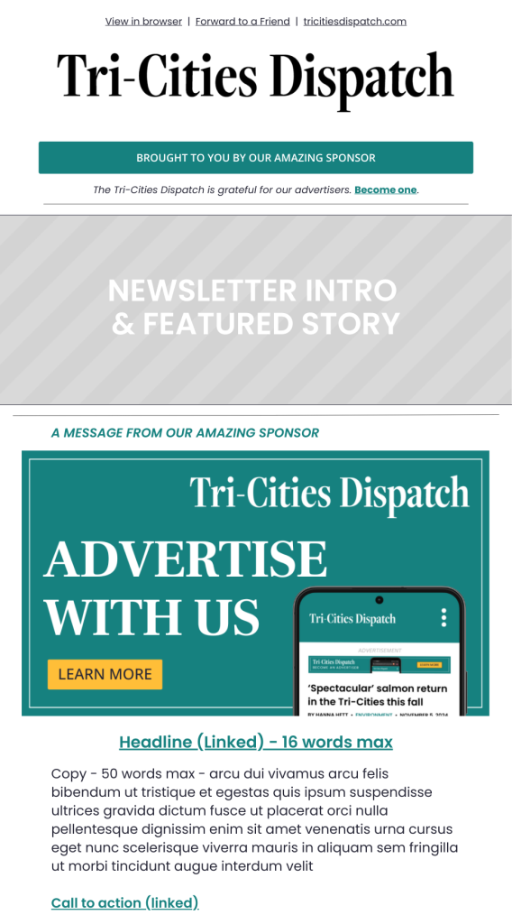 Advertising Spec Sheet – Tri-Cities Dispatch